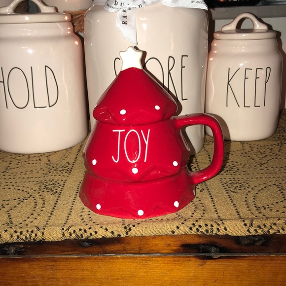 Rae Dunn | Holiday | Rae Dunn Joy Christmas Tree Mug With Topper Red ...